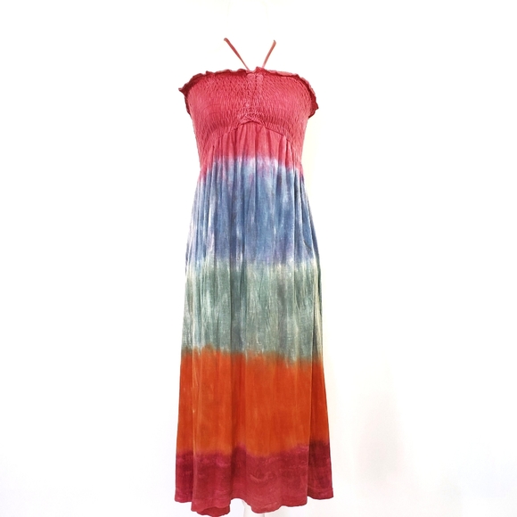 Raviya | Dresses | Nwt Raviya Tie Dye Ruched Rainbow Halter Dress ...